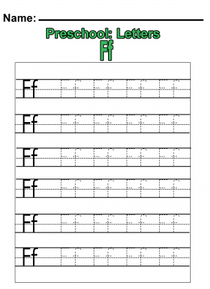 Preschool "F" Practice Worksheet