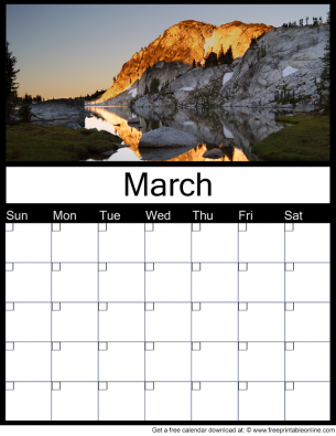 March Blank Monthly Calendar - Free Printable Online