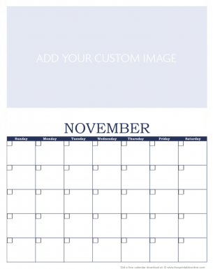 Customize November Monthly Custom Calendar - Free Printable Online