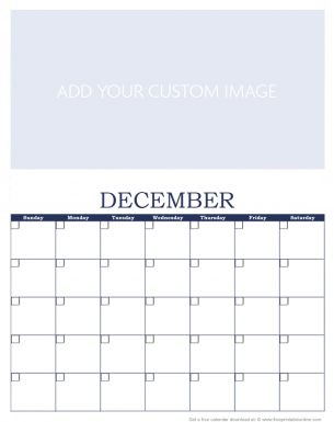 Customize December Monthly Custom Calendar - Free Printable Online