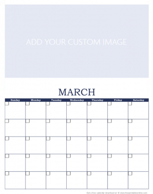 Customize March Monthly Custom Calendar - Free Printable Online