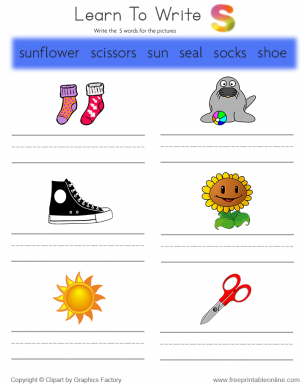 Learn To Write - Words That Start With S