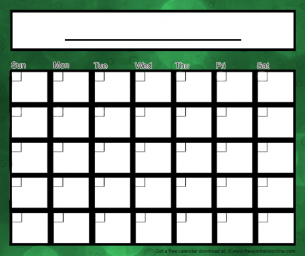 Green Black Bubble Blank Calendar - Free Printable Online