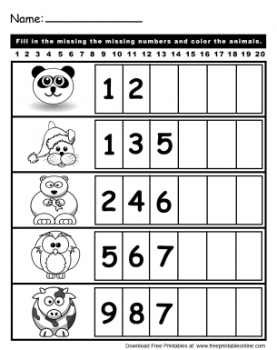 Number Order Sequence Worksheet Set 1