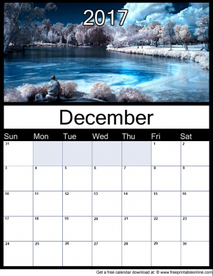 Printable Monthly Calendar December 2017