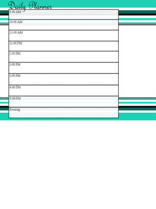 Teal Green Striped Daily Calendar