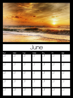 June Summer Blank Calendar - Free Printable Online