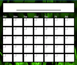 Green and Black Blank Calendar - Free Printable Online