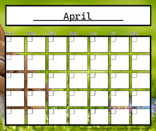Green Monthly April Calendar - Free Printable Online