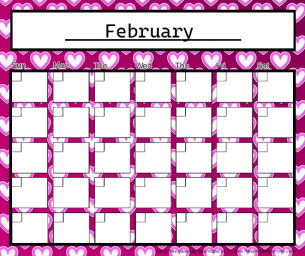Heart Monthly Calendars February - Free Printable Online