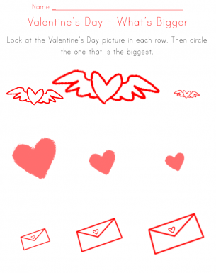 Valentine What's Bigger Worksheets
