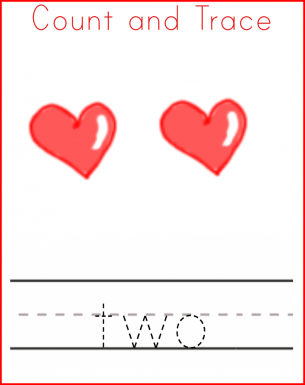 Valentine's Worksheets Trace Two